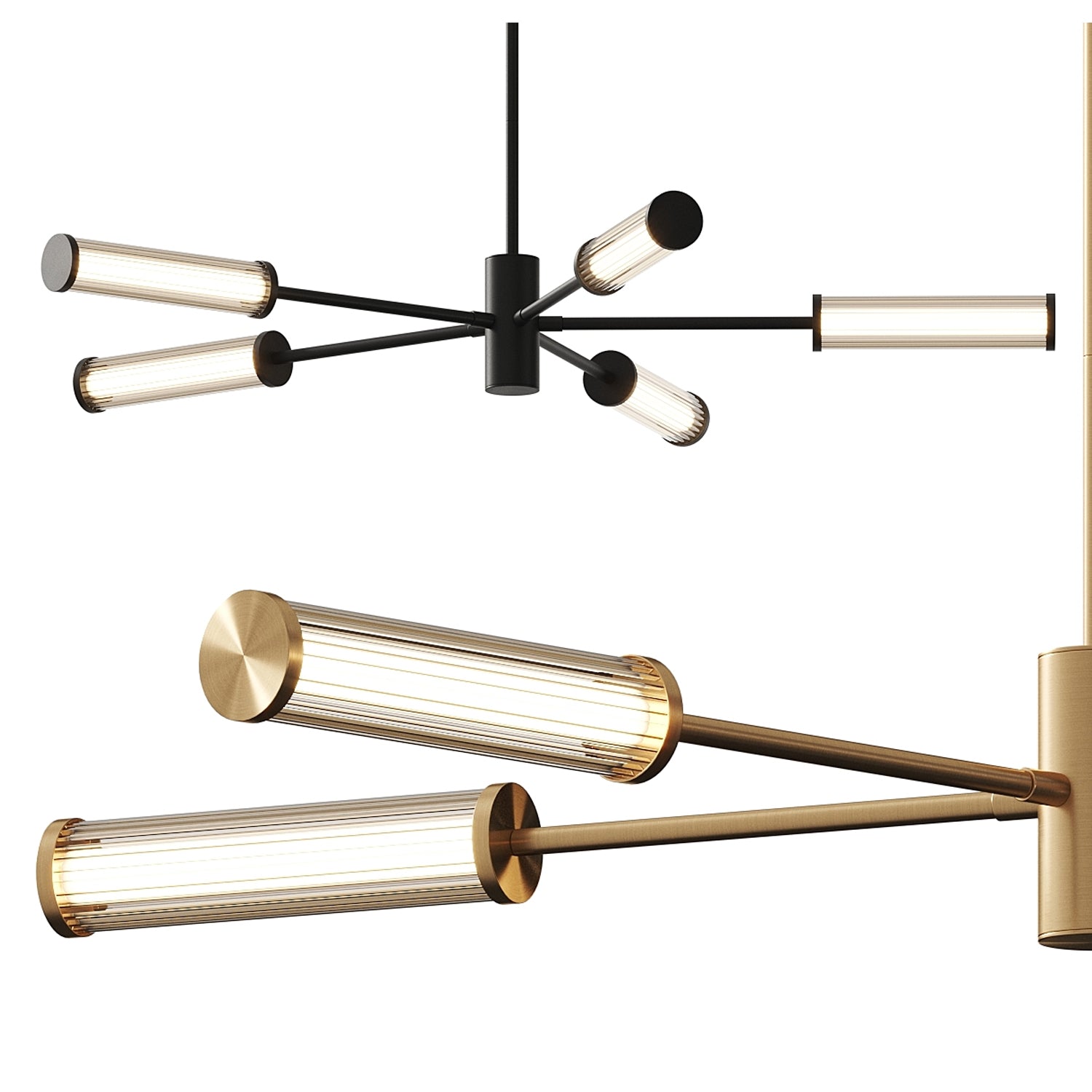 Aromas Del Campo Ison LED Pendant Light 5Lt 25w Aged Gold, Matt Black