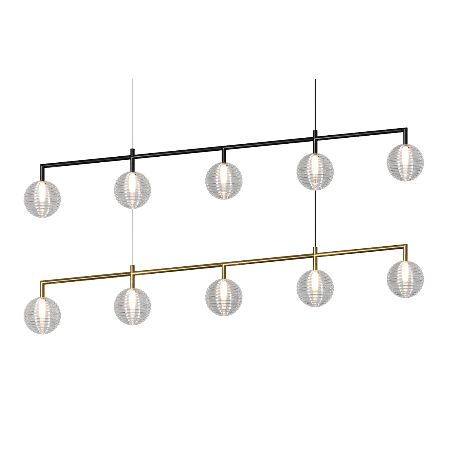 Aromas Del Campo Doul Linear LED Pendant 5Lt 15w in Matt Black or Matt
