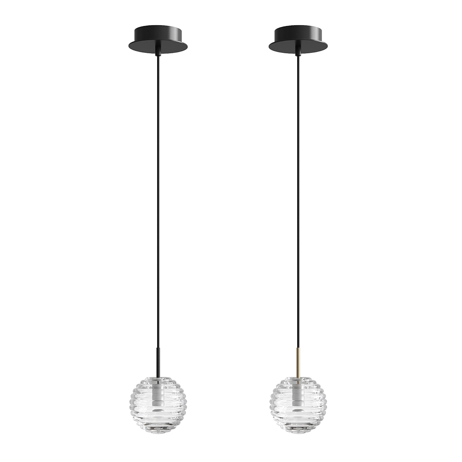 Aromas Del Campo Doul LED Pendant Light 3w Matt Black, Matt Brass