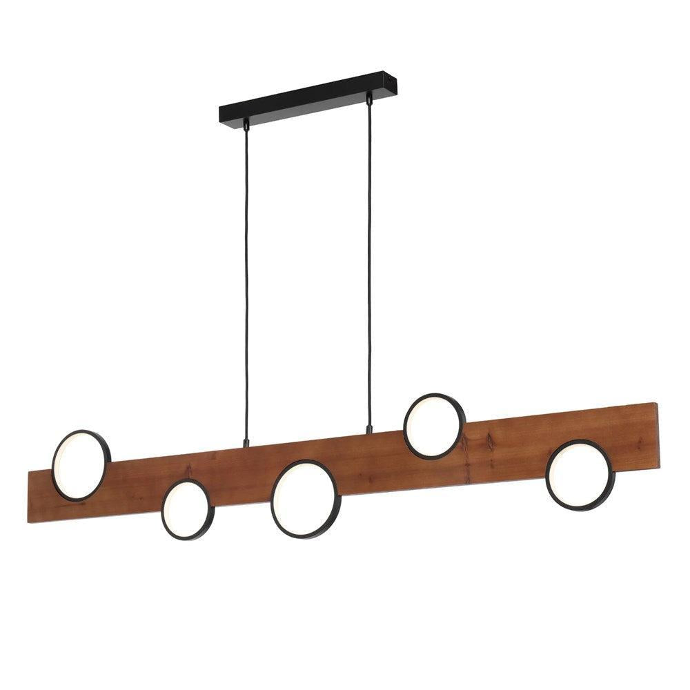 Bergen LED Pendant Light 34w in Black / Walnut