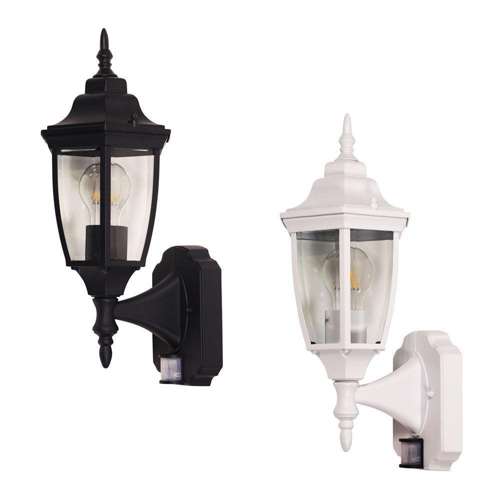 Highgate Traditional Outdoor Wall Light with Sensor in Black, White