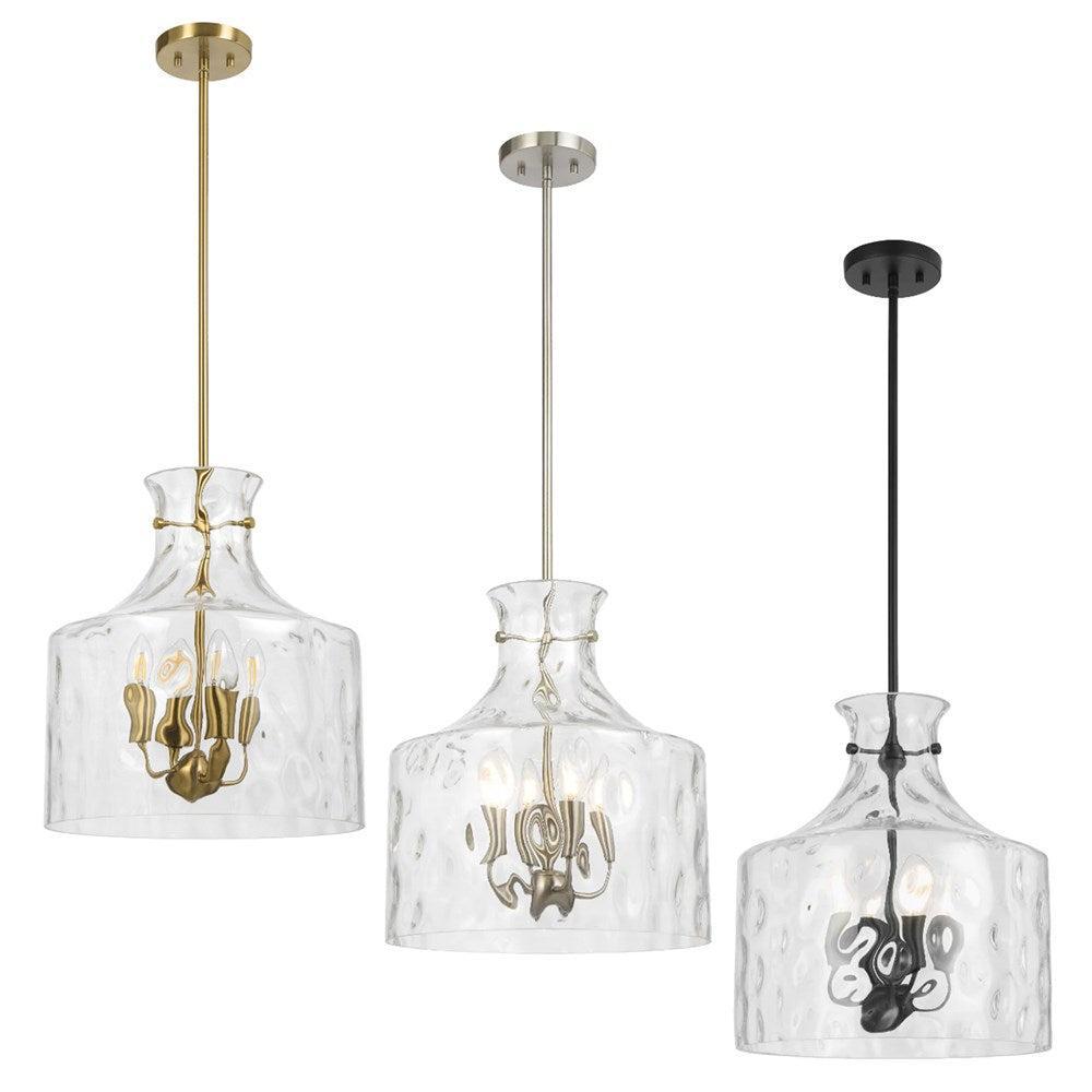 Perron Pendant Light 4Lt in Antique Gold, Nickel, Black