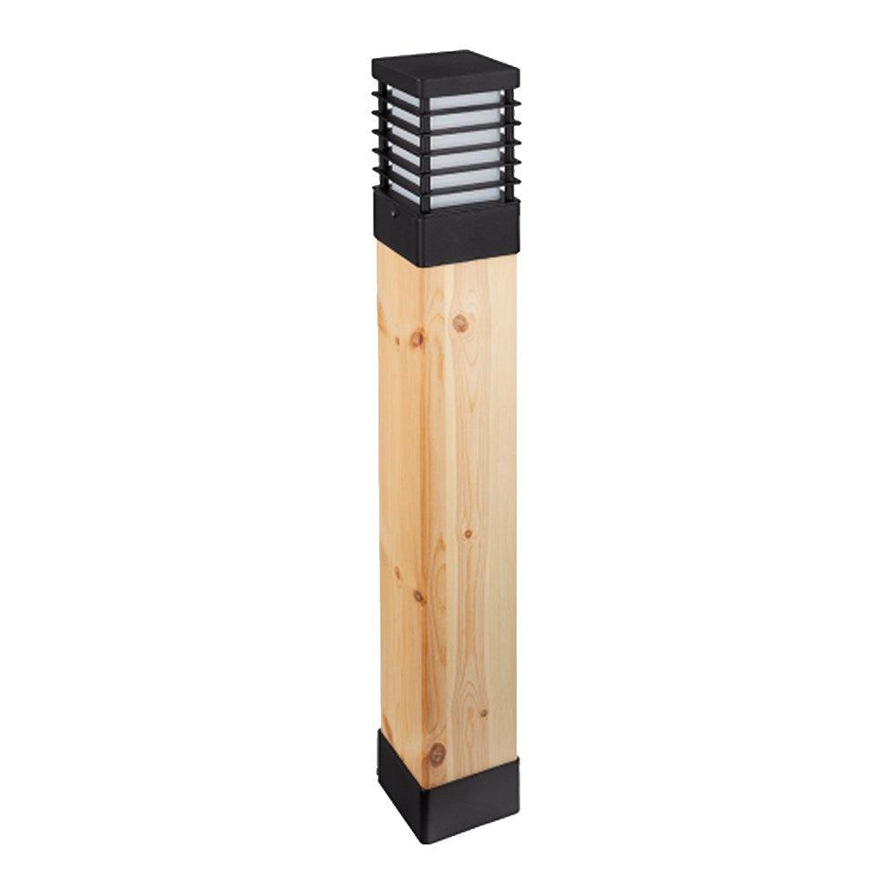 Halmstad Wood Bollard Light 490mm, 850mm in Black, Galvanised Steel ...