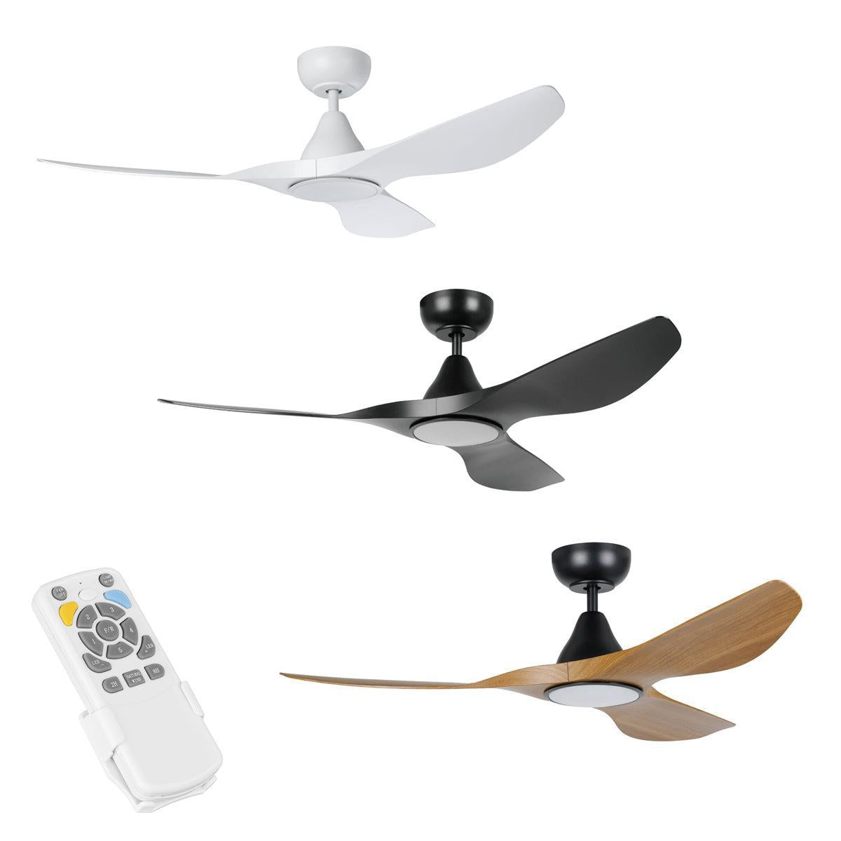 Eglo 48" Surf DC Ceiling Fan White, Black, Oak/White, Teak/Black with