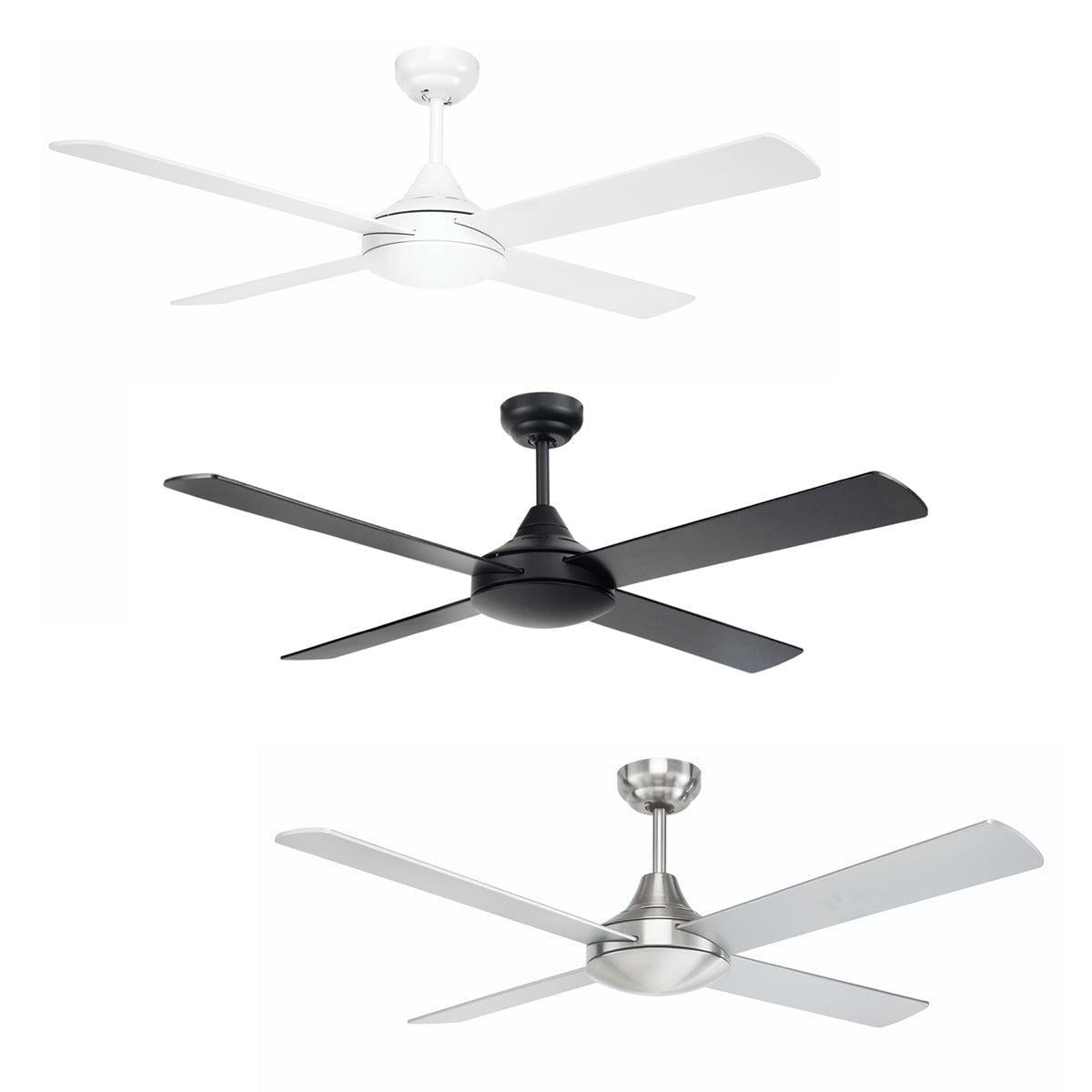 Brilliant 48" Tempo Plus AC Ceiling Fan White, Black, Brushed Chrome