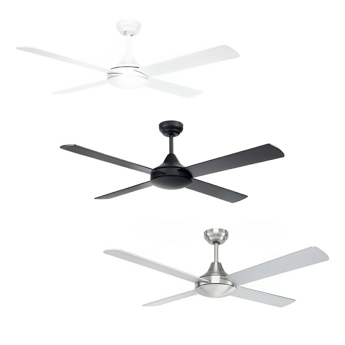 Brilliant 52" Tempo AC Ceiling Fan White, Matt Black, Brushed Chrome