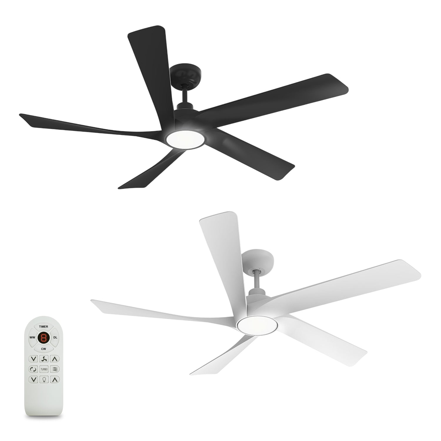54" Maroubra DC Ceiling Fan Black, White with Light MAROUBRA/54/LT Ato