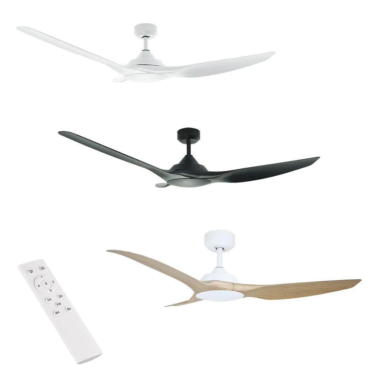 Vencha Lighting 64" Raven DC Ceiling Fan White, Black, Walnut, Oak
