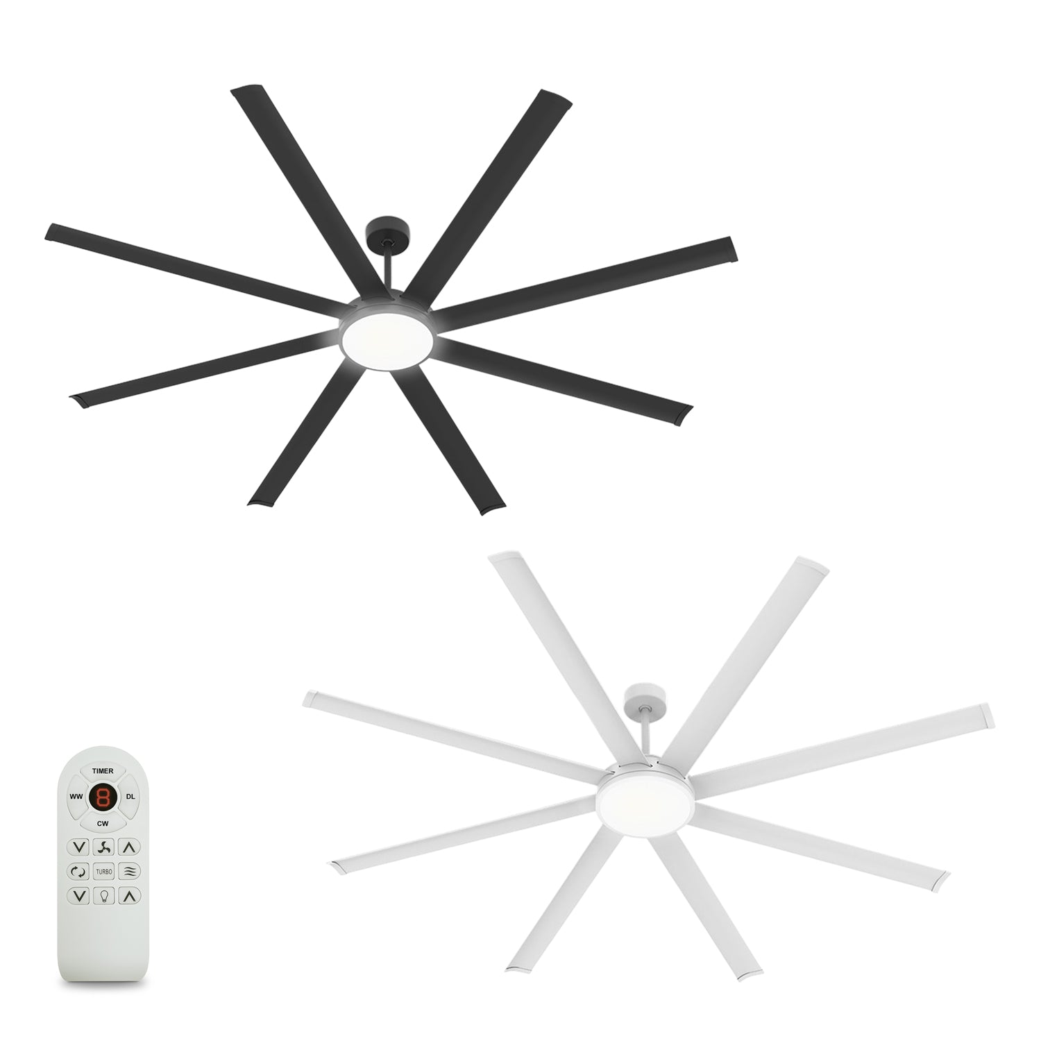 92" Cyclonic DC Ceiling Fan Black, White with Light CYCLONIC/92/LT Ato