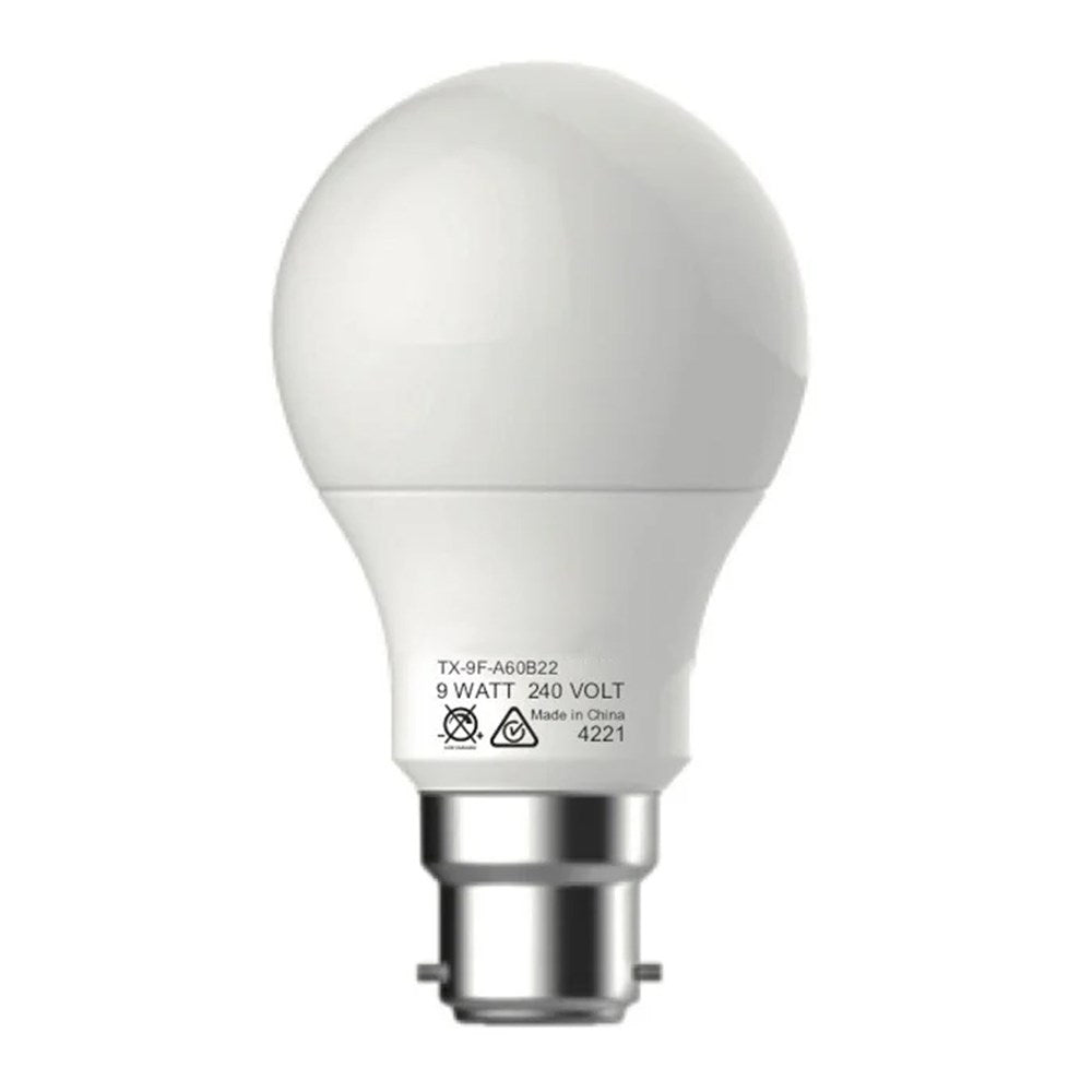 9w LED B22 A60 Globe Warm White 3000k, Daylight 6000k G A609B22OP830,