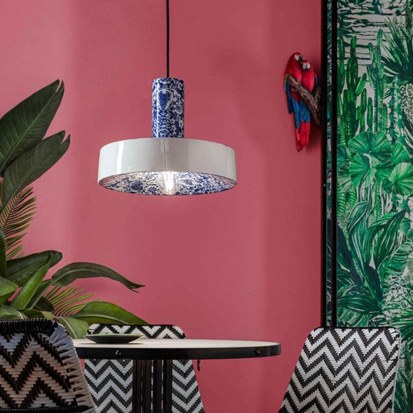 Pi Saucer Pendant Light in Ming Blue or Ming Red - The Lighting Outlet