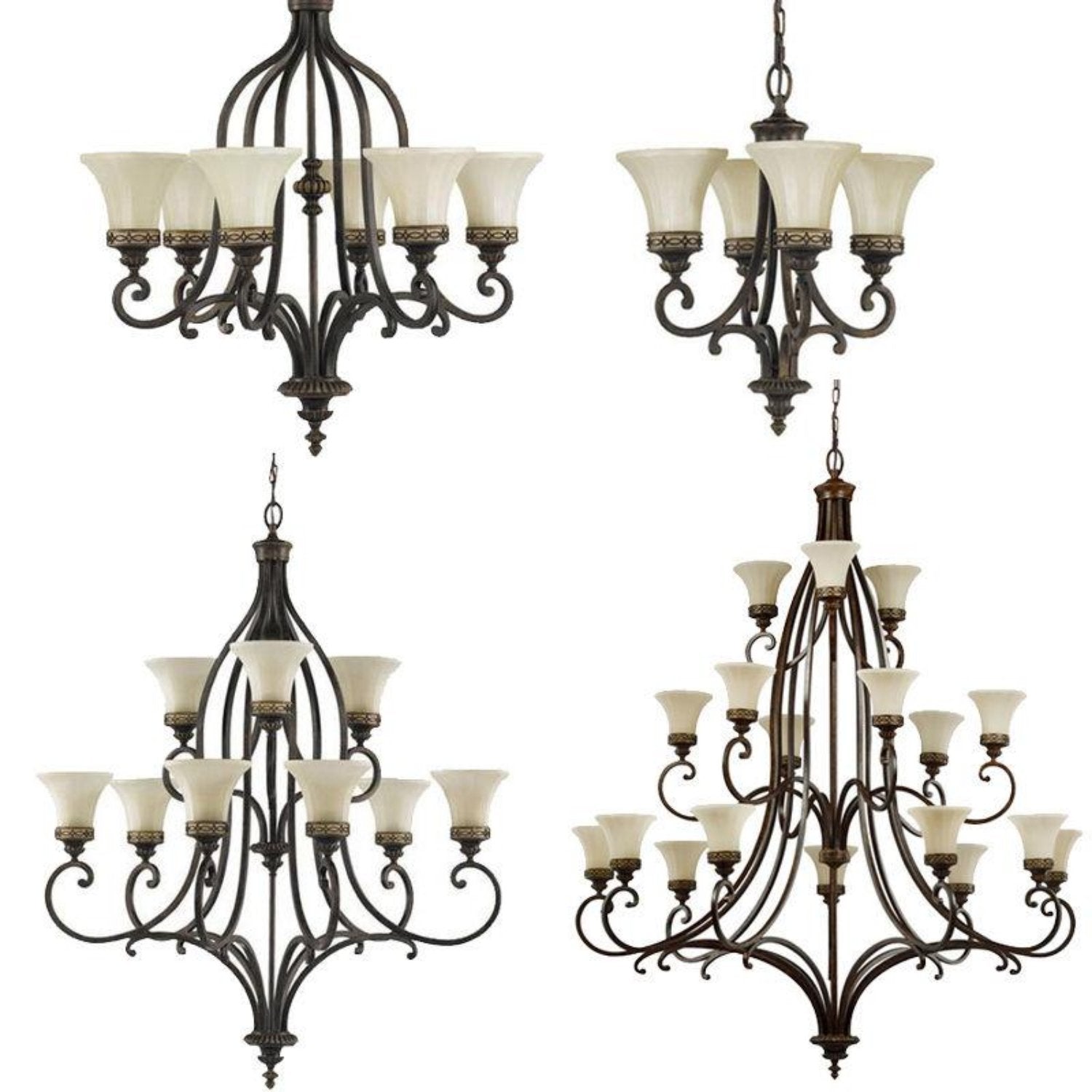 Elstead Drawing Room 4LT/6L/9LT/18LT Chandelier E27 in Walnut Elstead