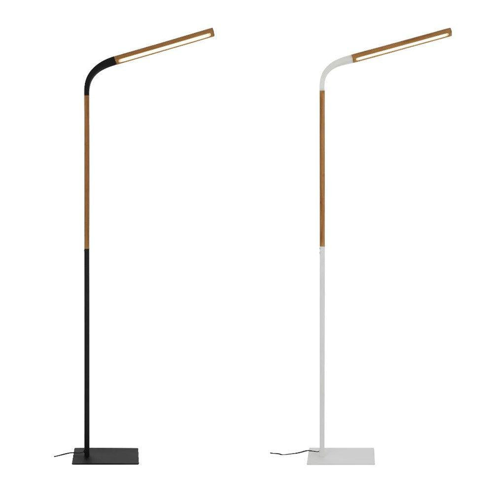 Dumas LED Floor Lamp 10w in Black/Ash Timber or White/Ash Timber