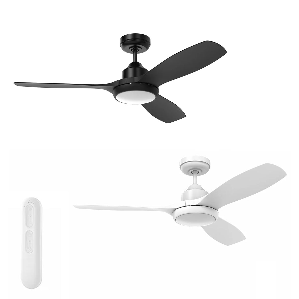 Mercator Lighting 48" Raptor S DC Ceiling Fan Black, White with Light