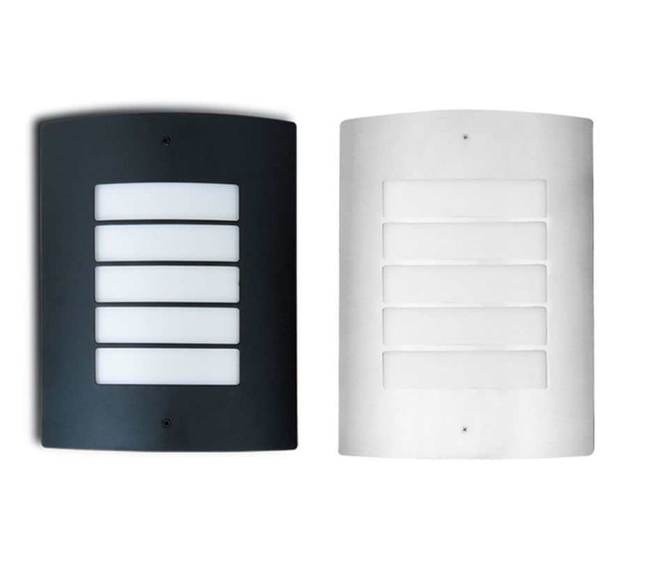 SAL Lighting | SE7013 SLS | IP44 E27 Black/Stainless Steel Wall Light ...