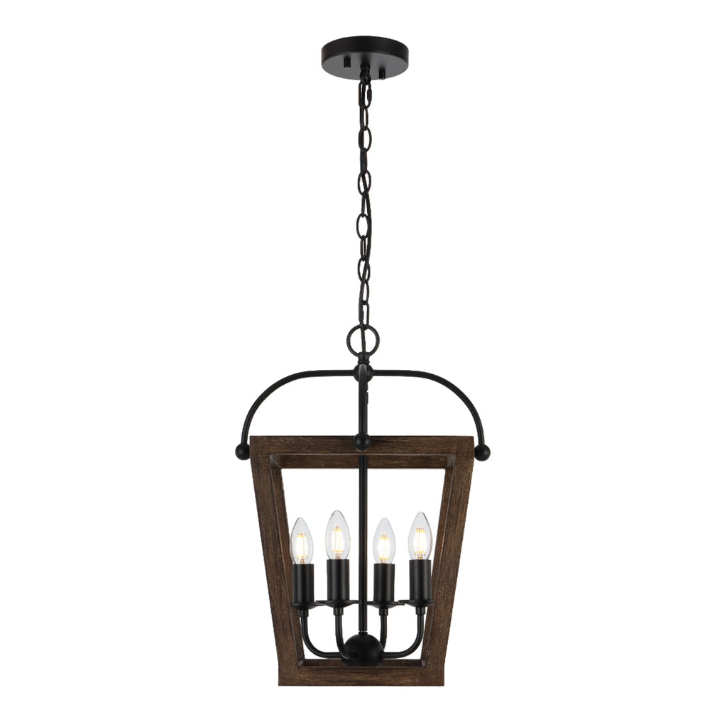 Lacota Pendant Light 4Lt/6Lt in Black & Walnut - The Lighting Outlet
