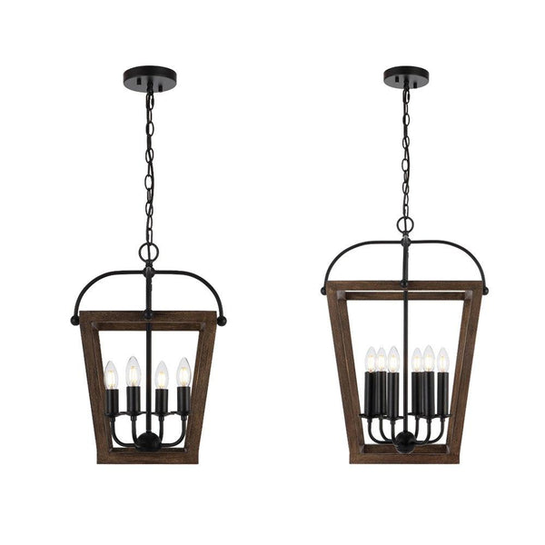 Lacota Pendant Light 4Lt/6Lt in Black & Walnut - The Lighting Outlet