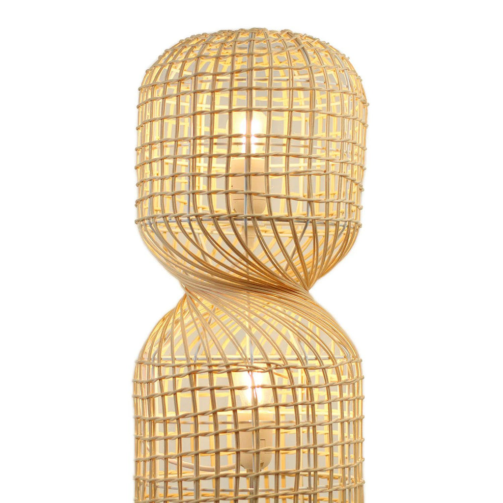 Twirla Floor Lamp 2Lt Small/Large in Natural Rattan - The Lighting Outlet