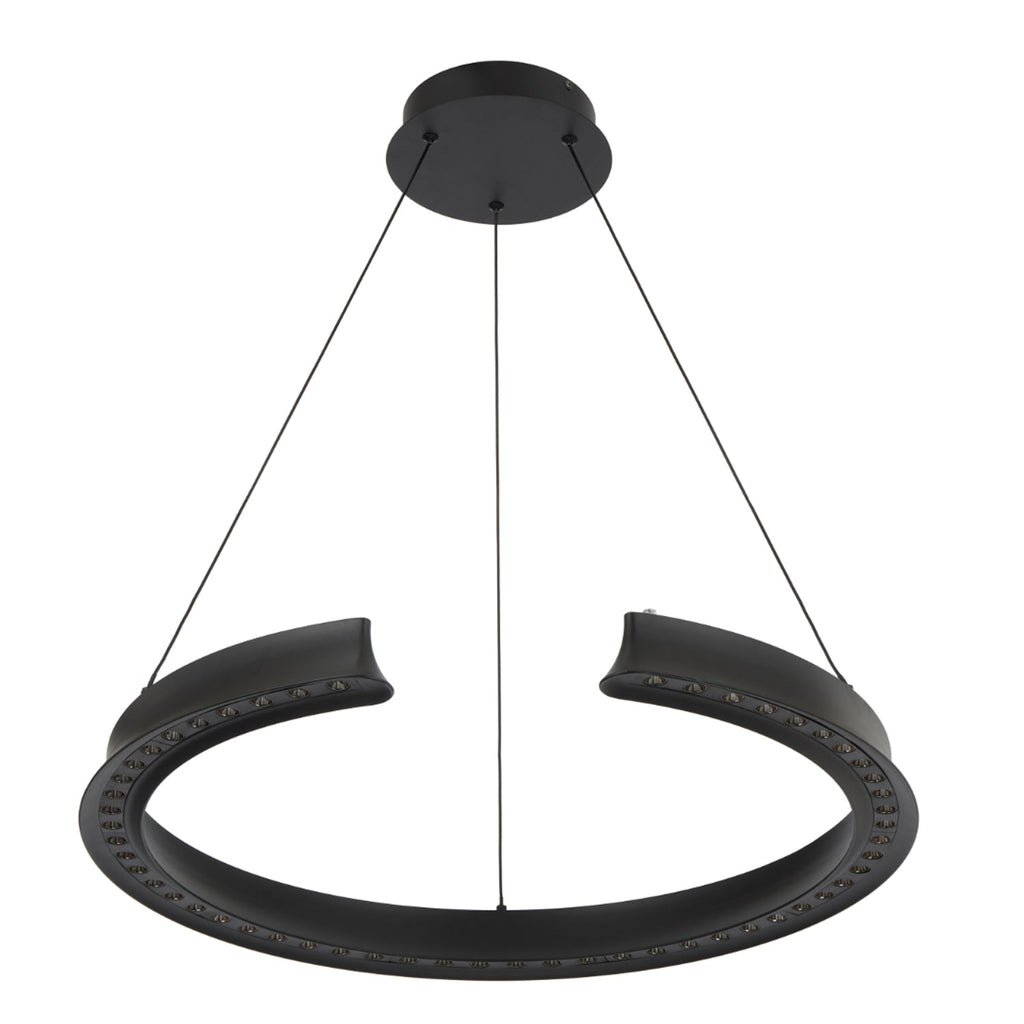 Lucid LED Pendant Light Round in Black or Wood - The Lighting Outlet