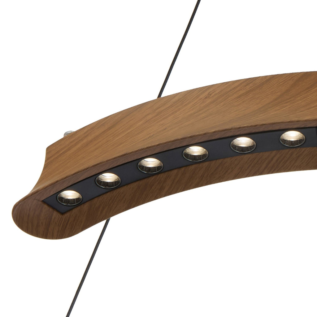 Lucid LED Pendant Light Round in Black or Wood - The Lighting Outlet