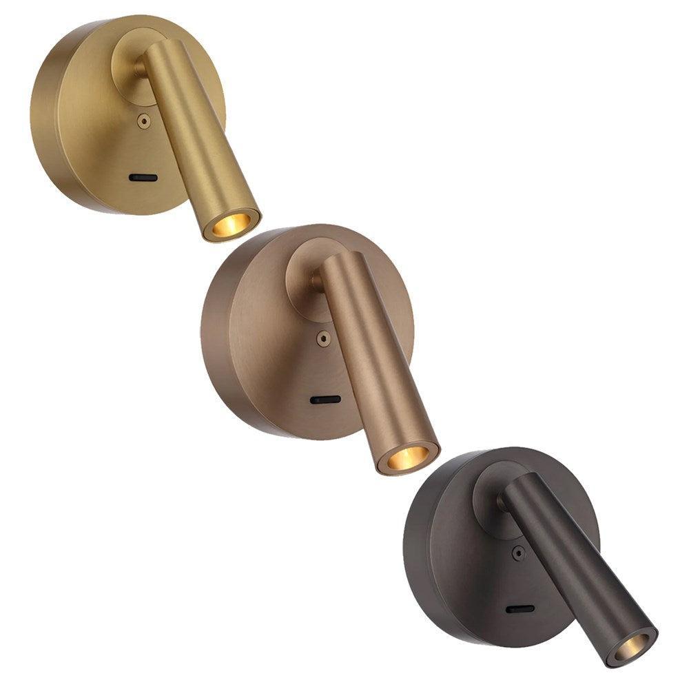 Lodan Indoor LED Wall Light in Brass, Copper or Gun Metal