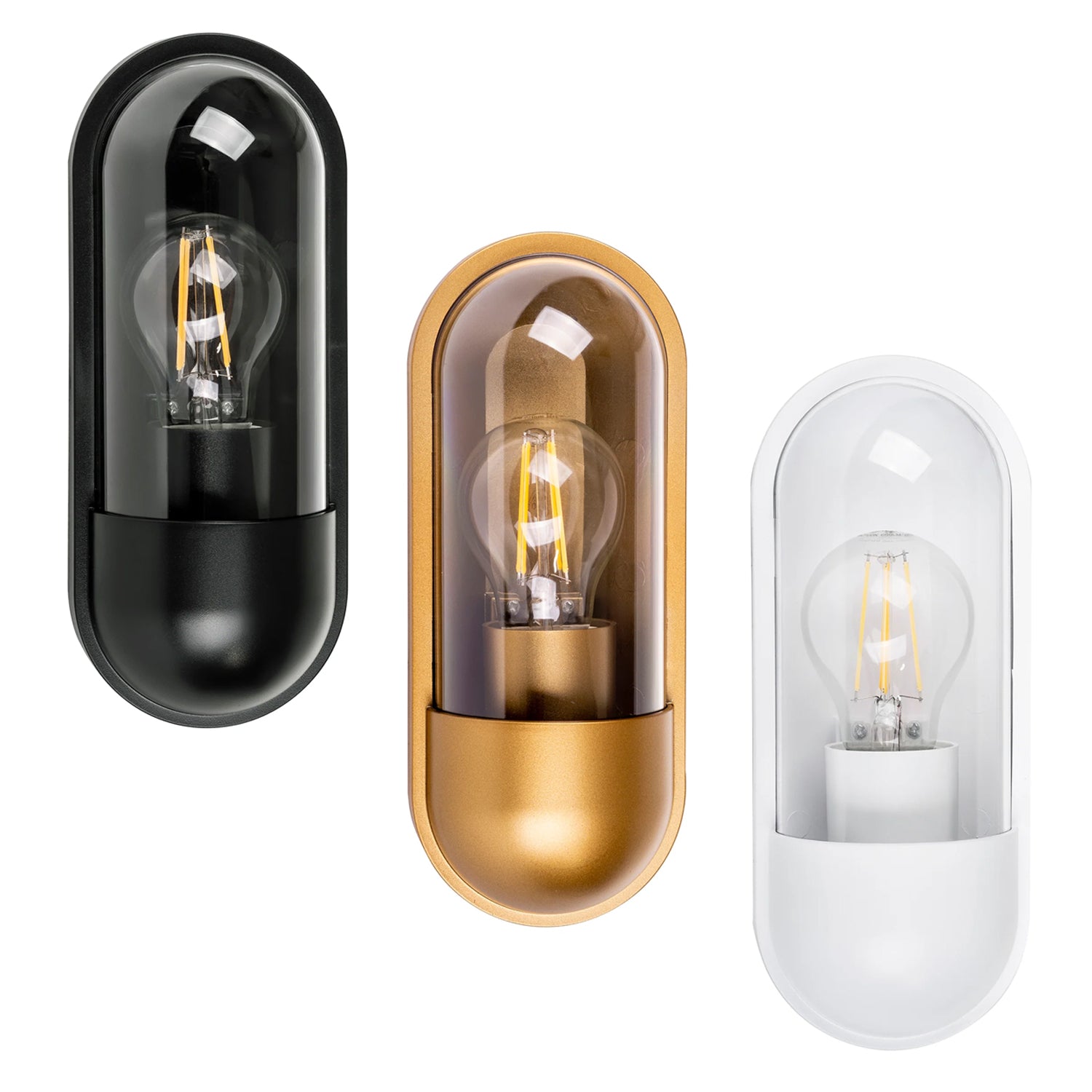 Lume Outdoor LED Wall Light in Black, Brass or White Havit Lighting