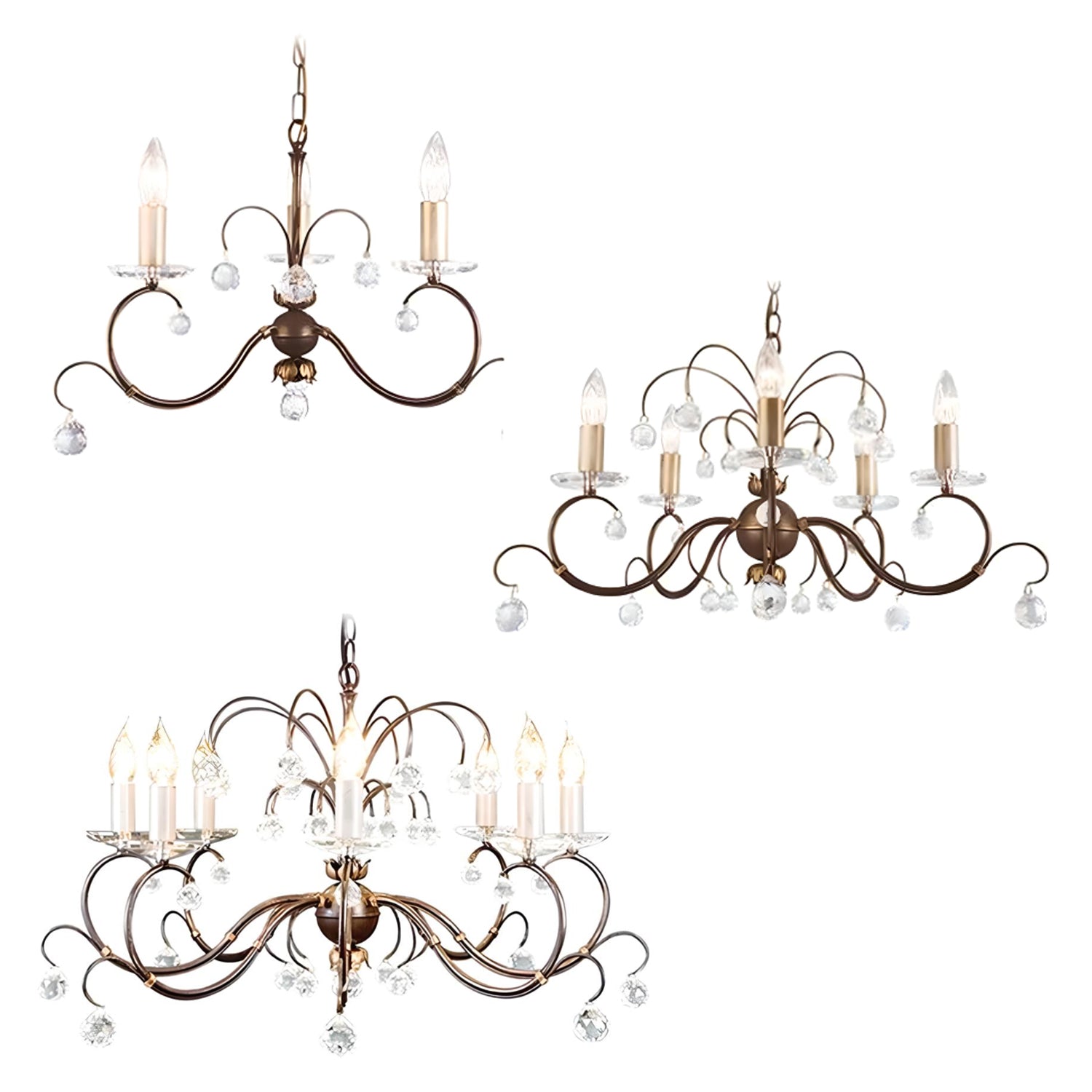 Elstead Lunetta Chandelier 3Lt/5Lt/8Lt E14 in Bronze Patina Elstead