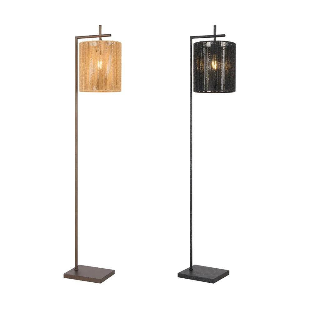 Lyndra Floor Lamp in Bronze/Natural or Gun Metal/Black