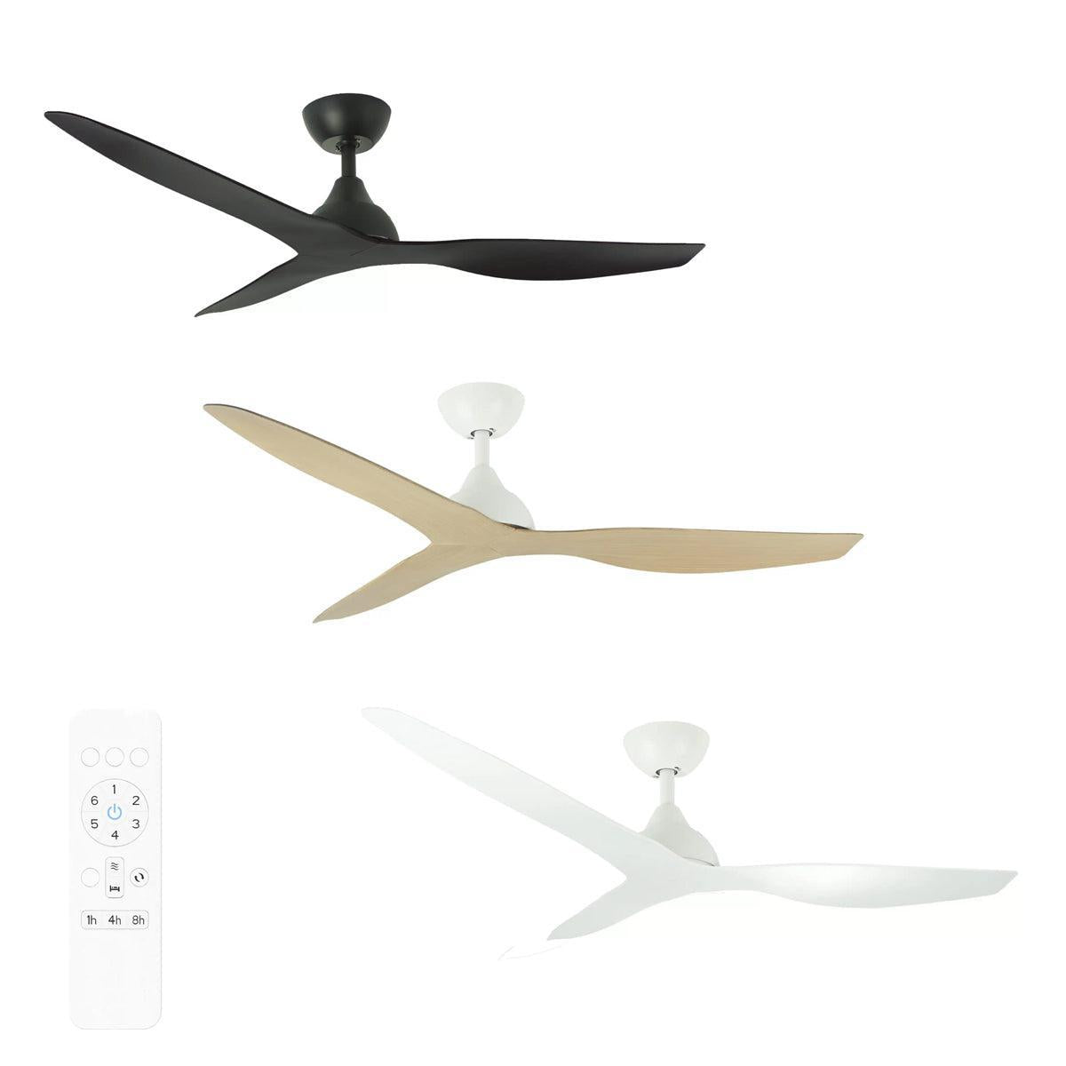 Martec Lighting 52" Avoca Smart WIFI DC Ceiling Fan Black, White/Oak,
