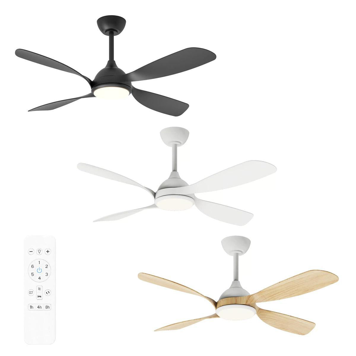 Martec Lighting 50" Hampton Smart WIFI DC Ceiling Fan Black, White,