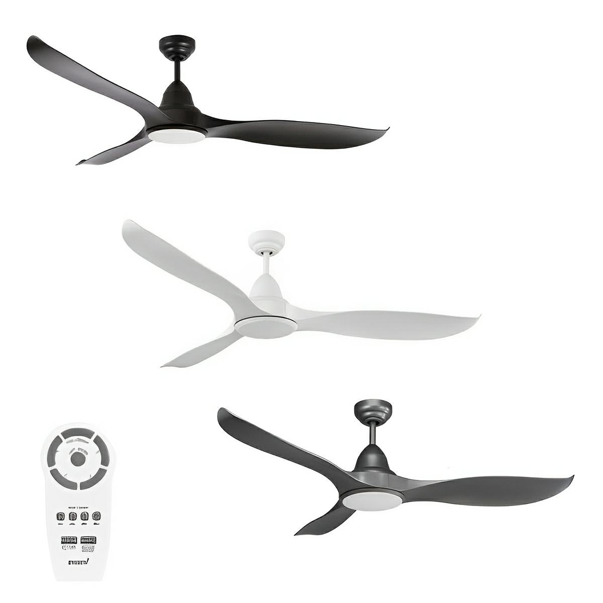 Martec Lighting 52" Wave DC Ceiling Fan Matt Black, Satin White,