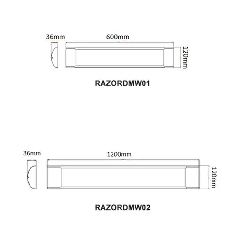 Razor Surface Mounted LED Batten Light (Wide) CCT 18w, 36w White - The ...