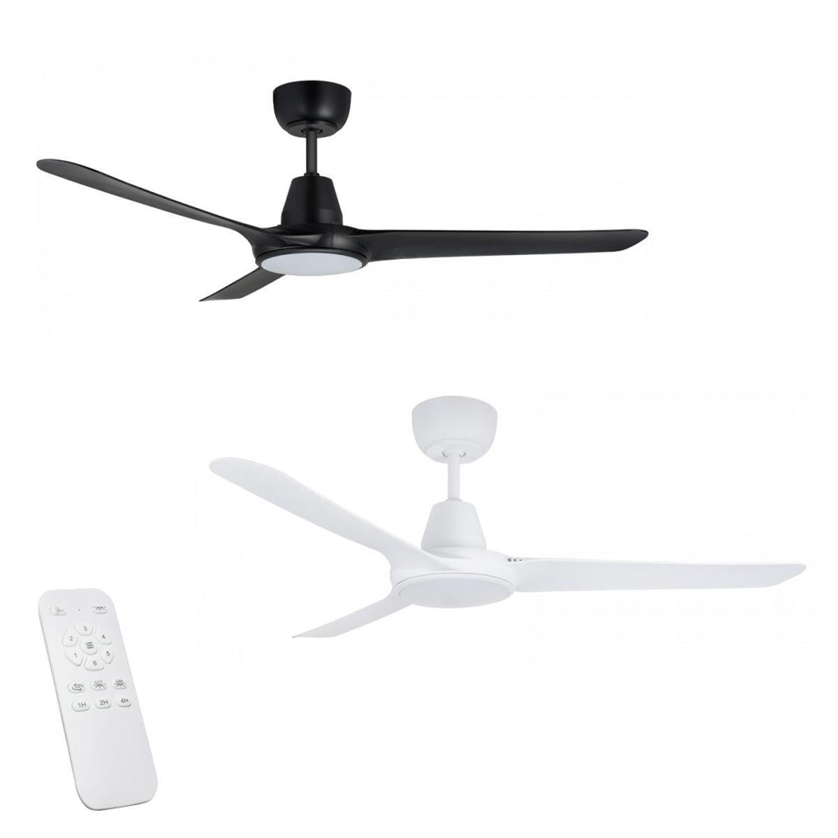 Ventair 56" Spyda EC Ceiling Fan Matt Black, Satin White with Light