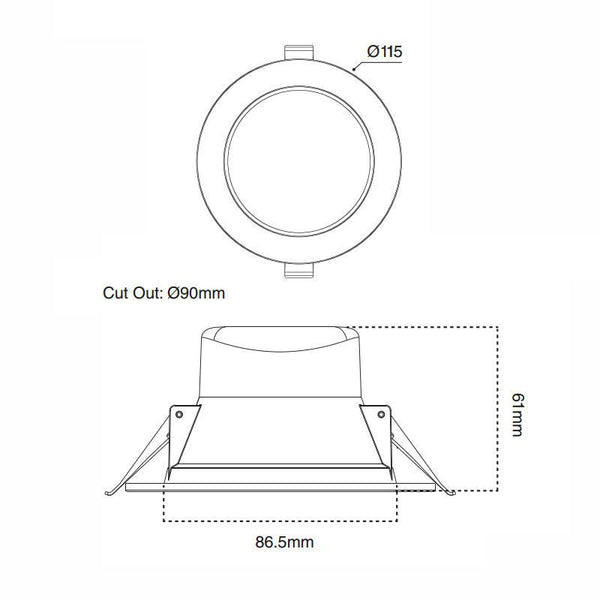 Atom AT9039/WH/F/TRI | 92mm LED Downlight 8w White CCT - The Lighting ...