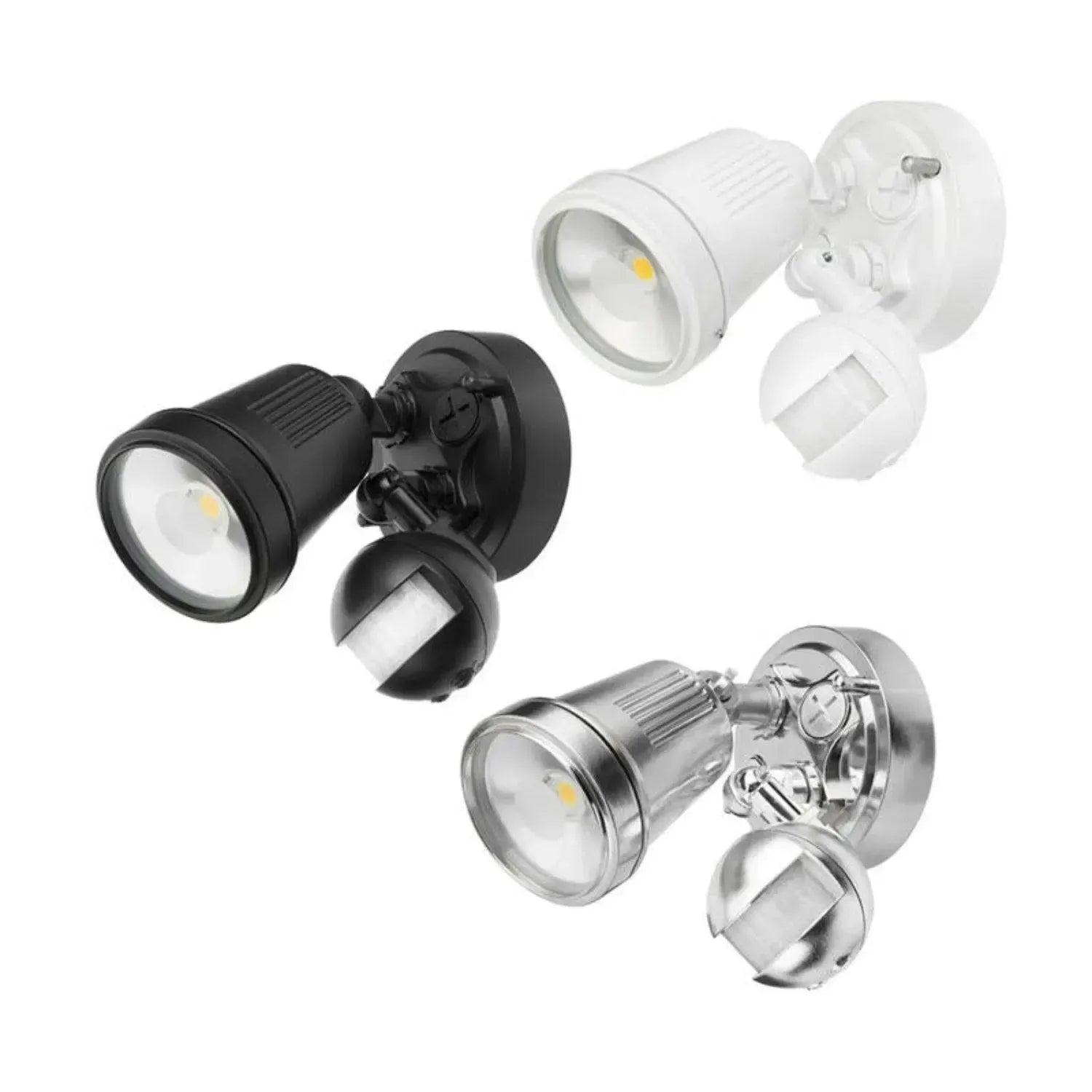 Brilliant Hunter III Flood Light w/ Sensor in White/Black/Nickel