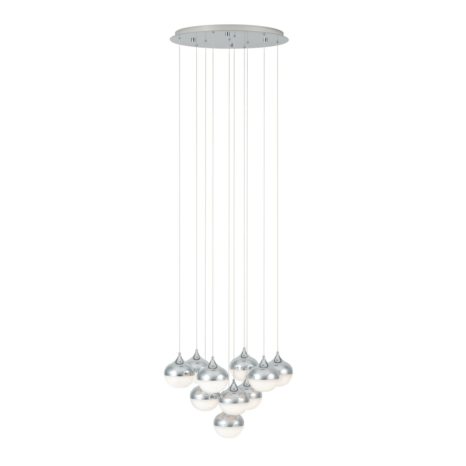 Eglo Mioglia LED Pendant Light 10Lt 3000k in Chrome and Granille White