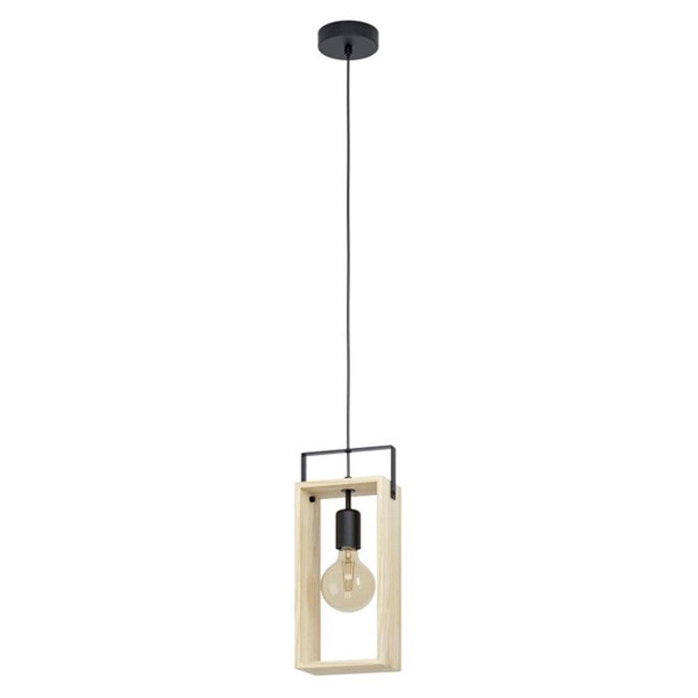 Eglo Famborough Pendant Light in Black/Natural