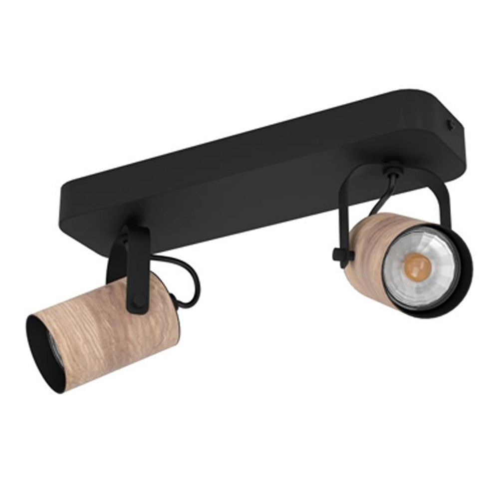 Eglo Cayuca LED Spot Light 2Lt in Black and Brown