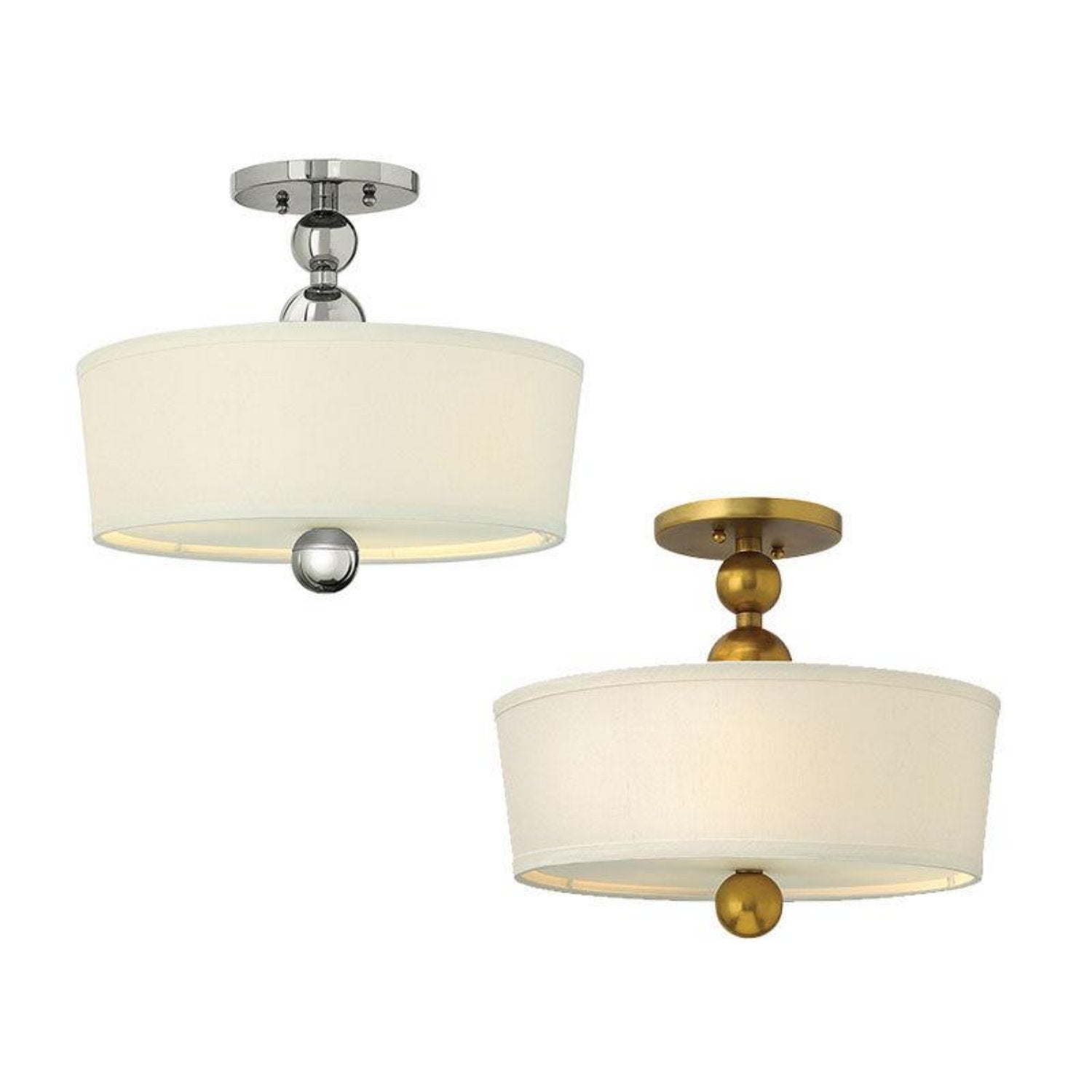 Elstead Zelda 3Lt Semi-Flush Ceiling Light E27 in Polished Nickel and
