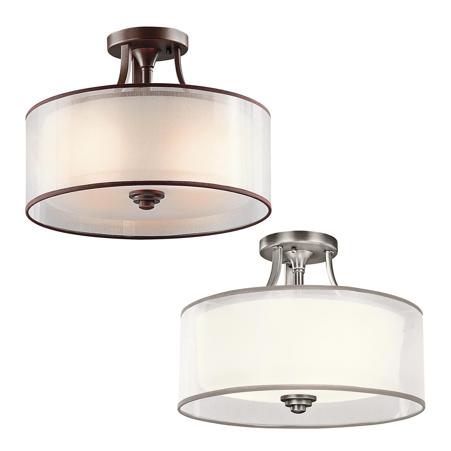 Elstead Lacey 3Lt Semi-Flush Mount Ceiling Light in Mission Bronze or