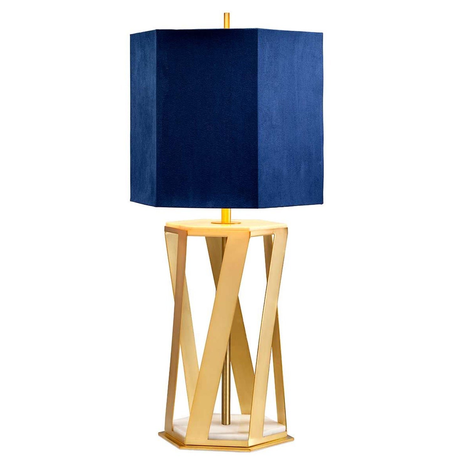 Elstead Apollo Table Lamp Brushed Brass and Navy Blue ELS.APOLLO-TL