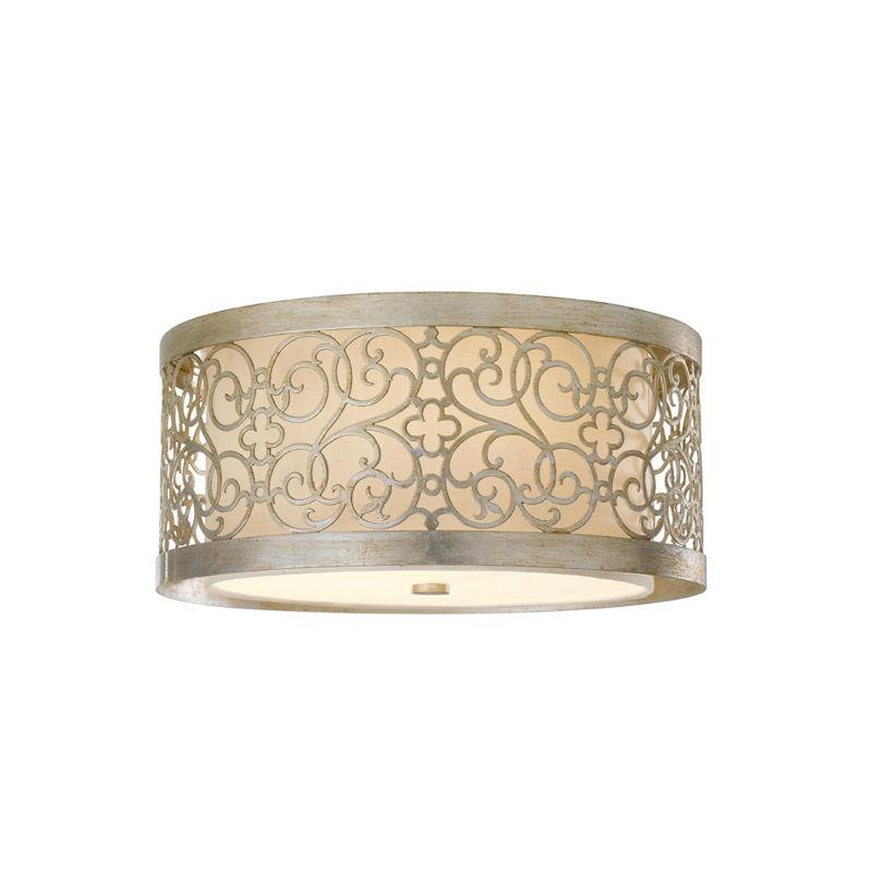 Elstead Arabesque Flush Ceiling Light E27 in Silver Leaf Patina