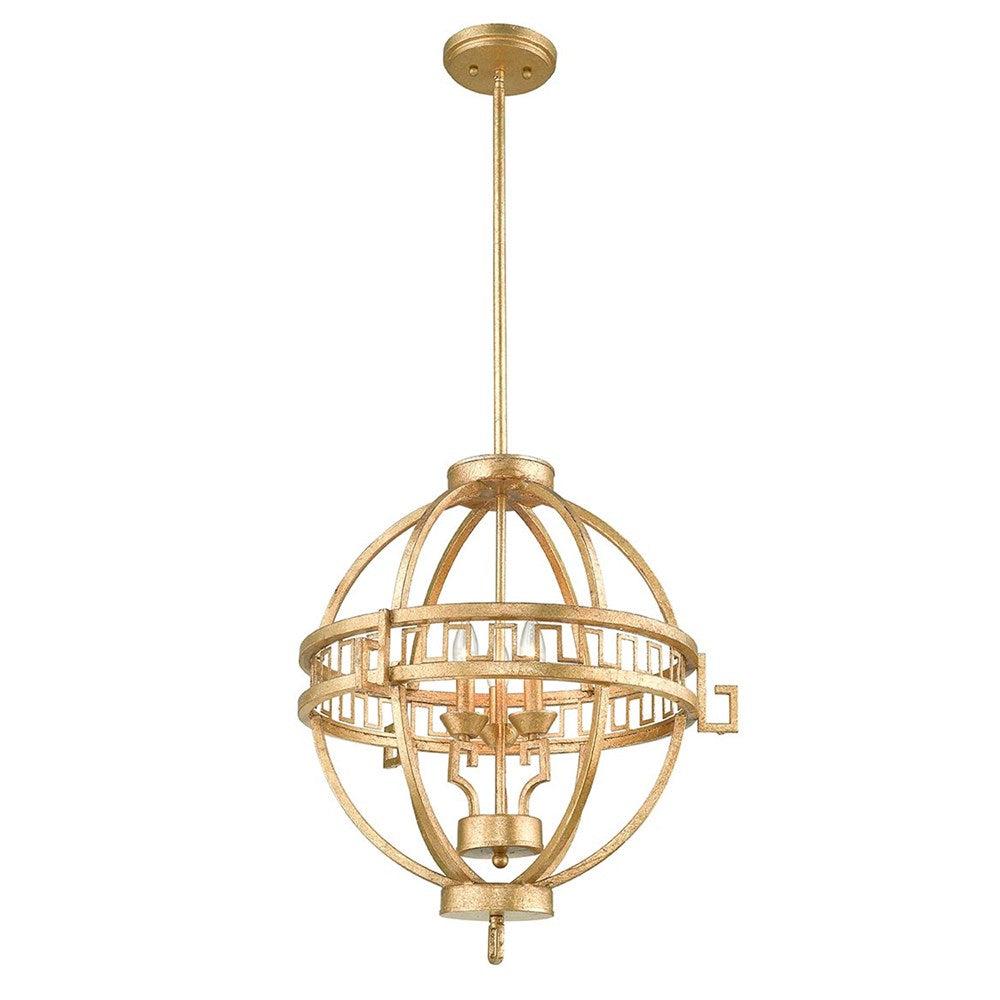 Elstead Lemuria Globe Pendant Light 3Lt Distressed Gold