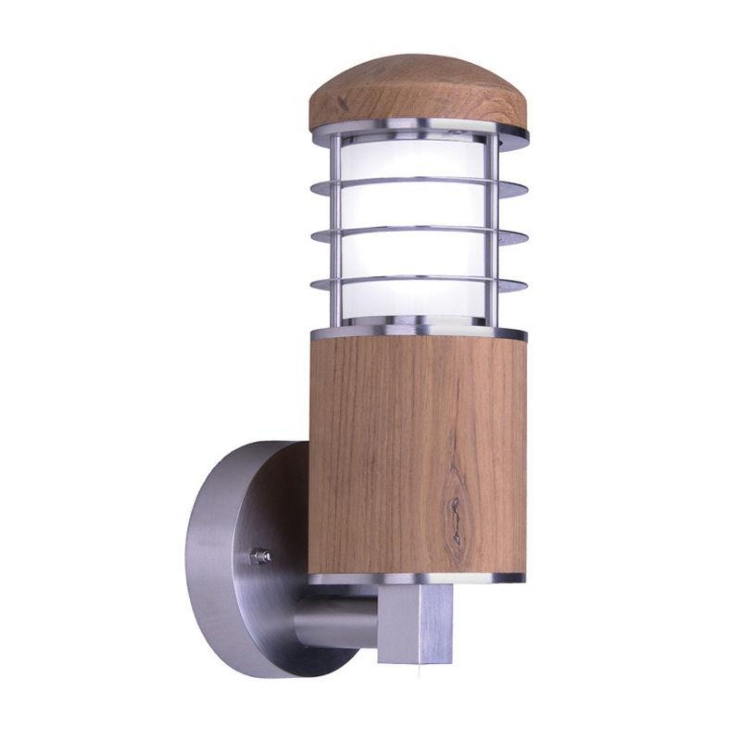 Elstead Poole Wall Light CFL 15W 1xE27 in 316 Stainless Steel and Teak