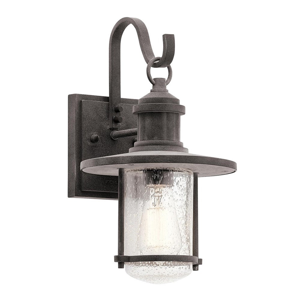 Elstead Riverwood Outdoor Wall Light Medium in Weathered Zinc