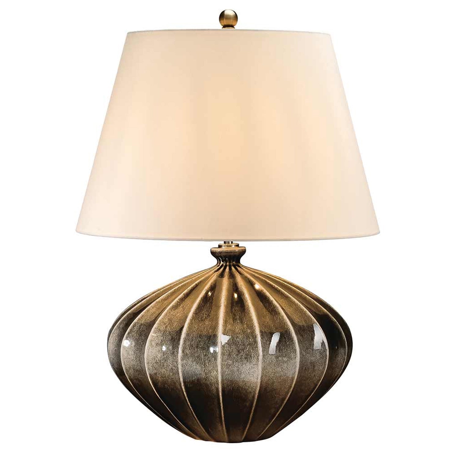 Elstead Ribbed Pumpkin Table Lamp Brown, Black ELS.RIB-PUMPKIN-TL