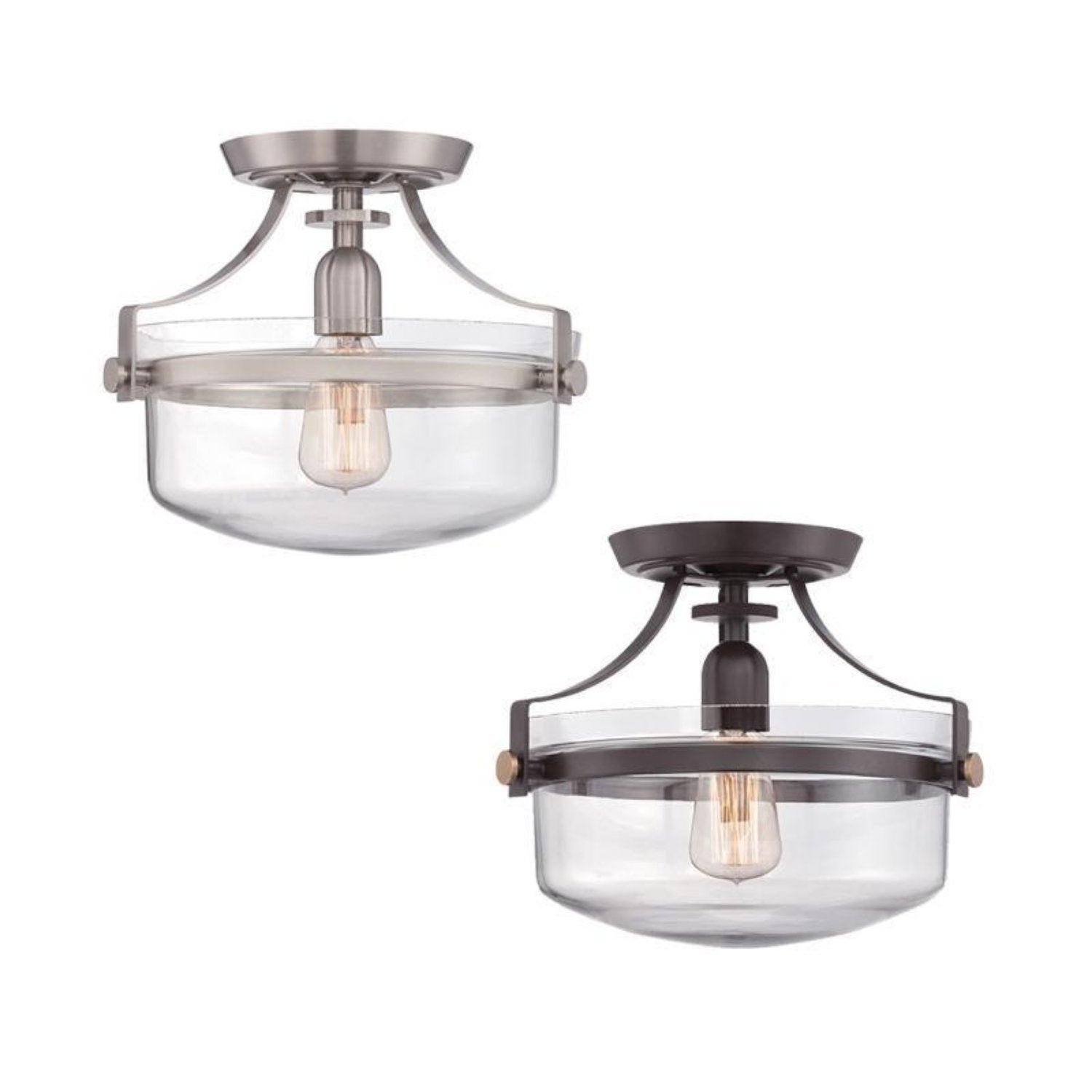 Elstead Penn Station Ceiling Light E27 in Brushed Nickel/Western