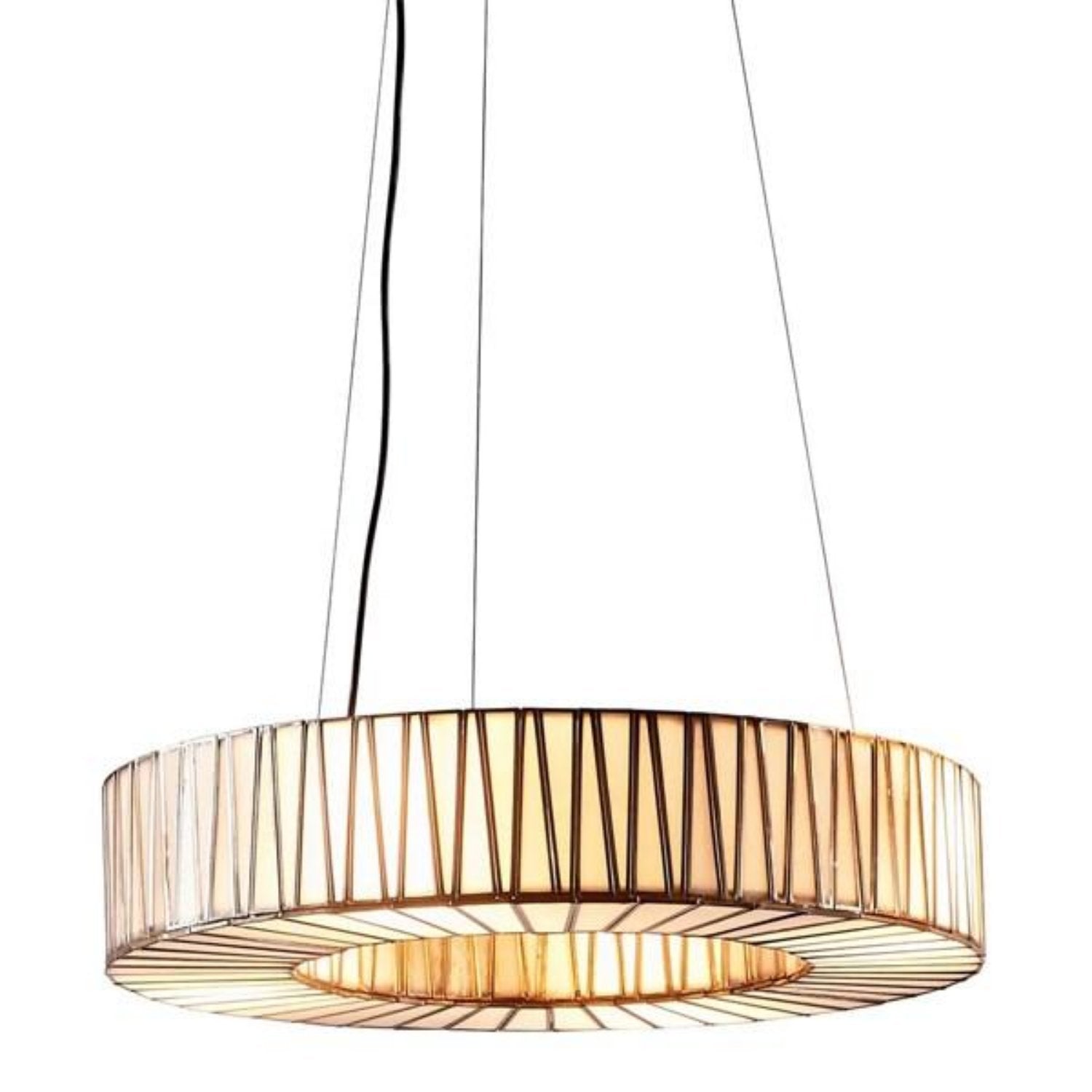 Emac & Lawton White Moon Ceiling Pendant Light in Brass