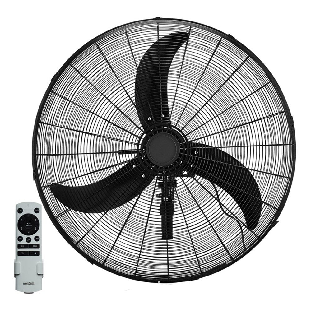 Ventair 750mm Oscillating DC Wall Fan Matte Black with Remote